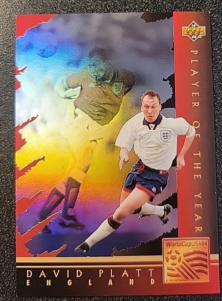 David Platt 1994 Upper Deck World Cup Soccer Player of the year Card ...