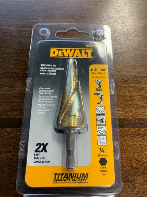 DEWALT Step Drill Bit Impact Ready 3/16-Inch-7/8-Inch (DWA1786IR) for ...