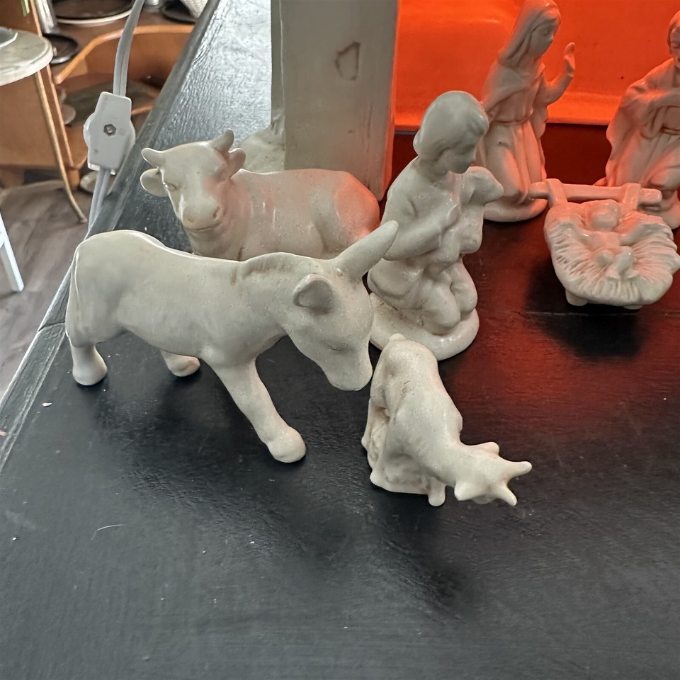 Vintage Duncan Mold Christmas Ceramic Nativity Set & Creche with Light ...