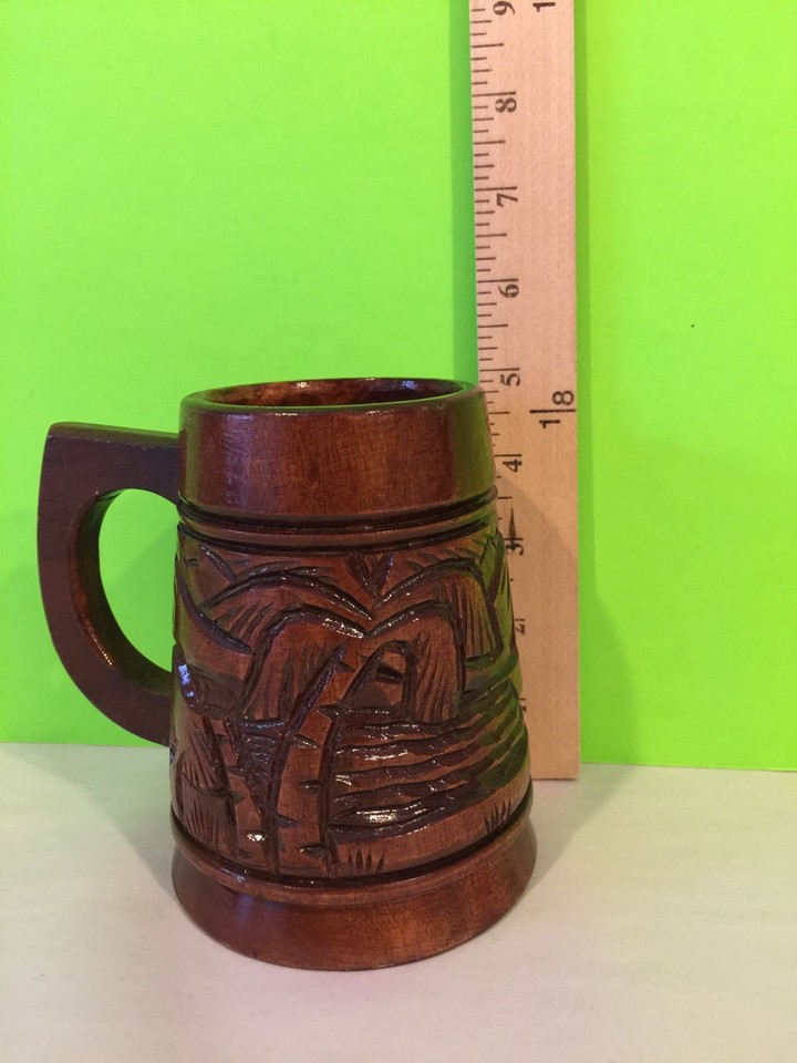 Carolina Beach Brown Tiki Wooden Coffee Beer Mug Collectible Gift | eBay