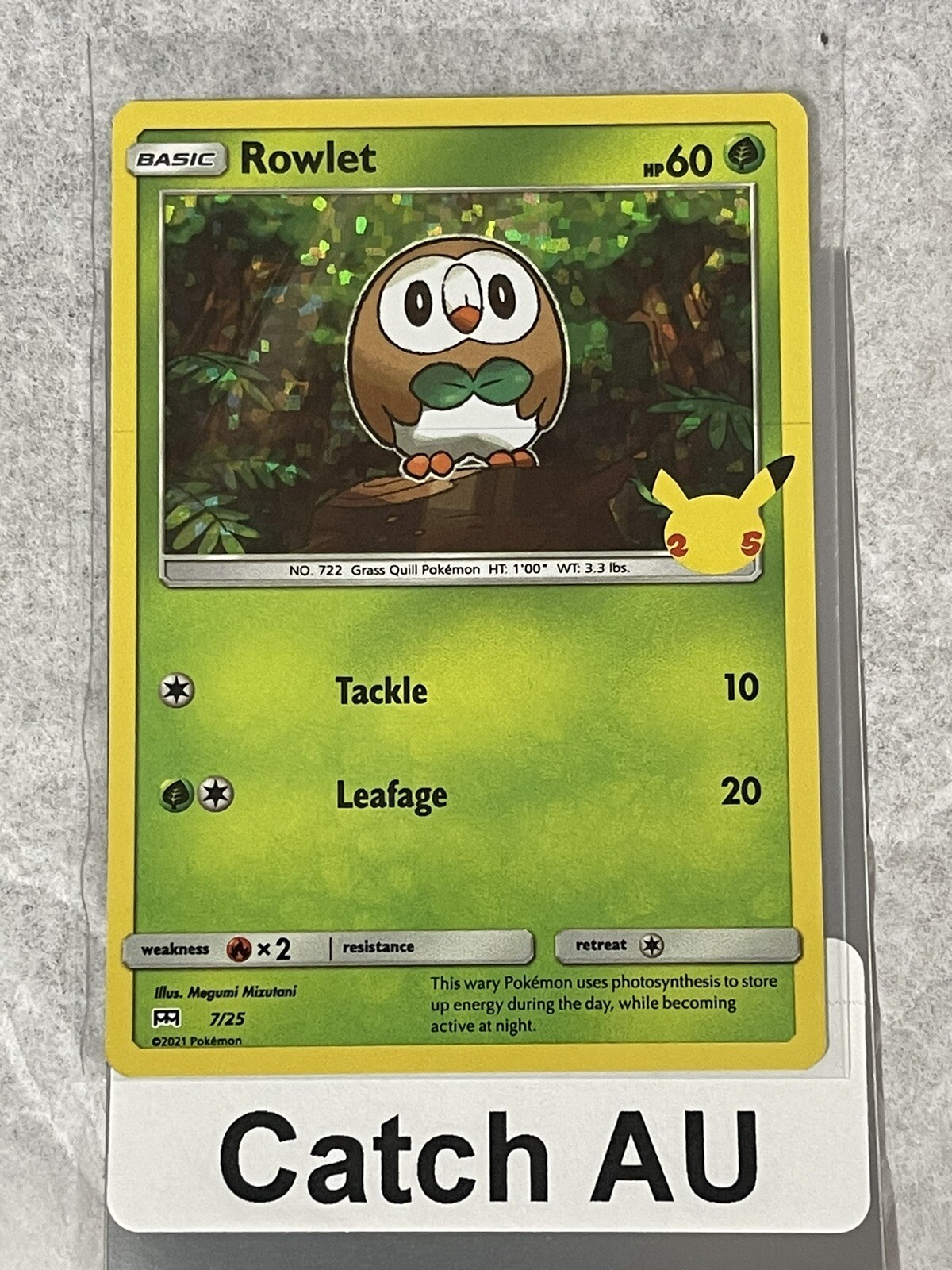 Pokemon - Rowlet - 7/25 - Holo - McDonald's 25th Anniversary Promo ...