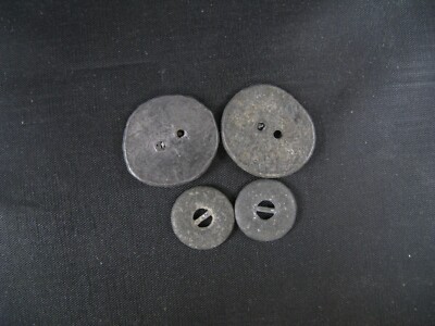 2 Lead 2 eye ANTIQUE GARMENT BUTTONS 7/8th" diameter Civil war ...