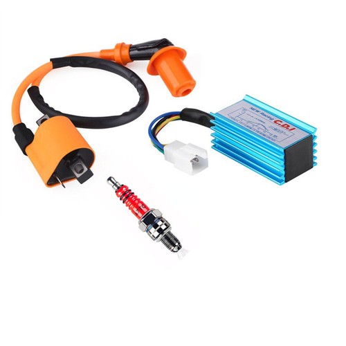 Racing Ignition Coil 5 Pin AC CDI Spark Plug For 50-160cc 4-Stroke ATV ...