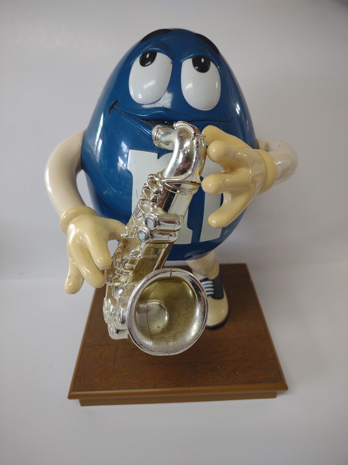 M & M BLUE Peanut Saxophone Player - Sax USED Candy Dispenser 10" tall ...