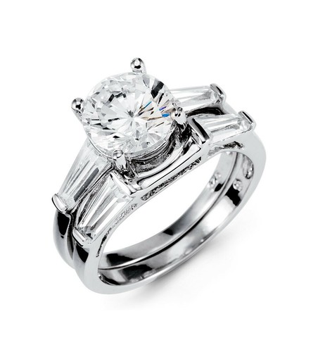 Round White CZ Solitaire Engagement 925 Silver Ring Set - S-527 | eBay