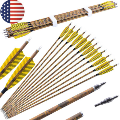 30" Carbon Arrows SP500 4'' Turkey Feather Screw Tips Points Archery ...