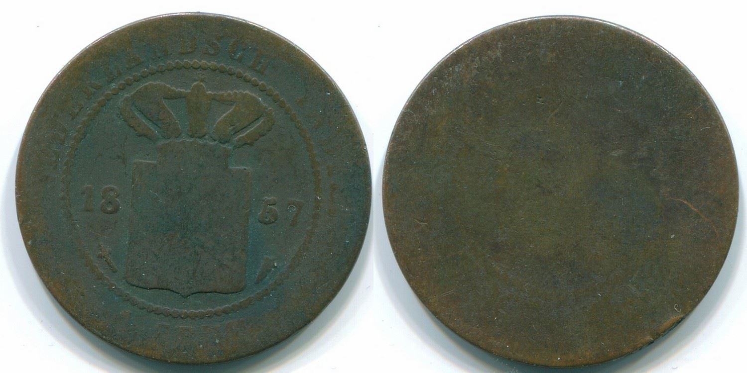 1 CENT 1857 NIEDERLANDE OSTINDIEN INDONESISCH Copper Koloniale Münze # ...