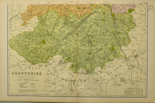 1902 MAP SOUTH SHROPSHIRE BISHOPS CASTLE CHURCH STRETTON MUCH WENLOCK ...