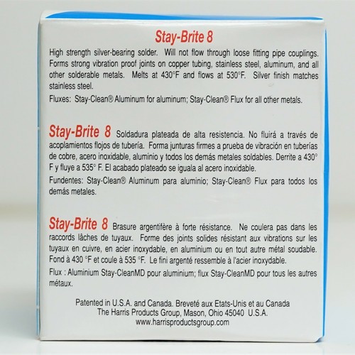Harris SB861 Stay Brite 8 Silver Bearing Solder 1/8" x 1 lb. Spool ...