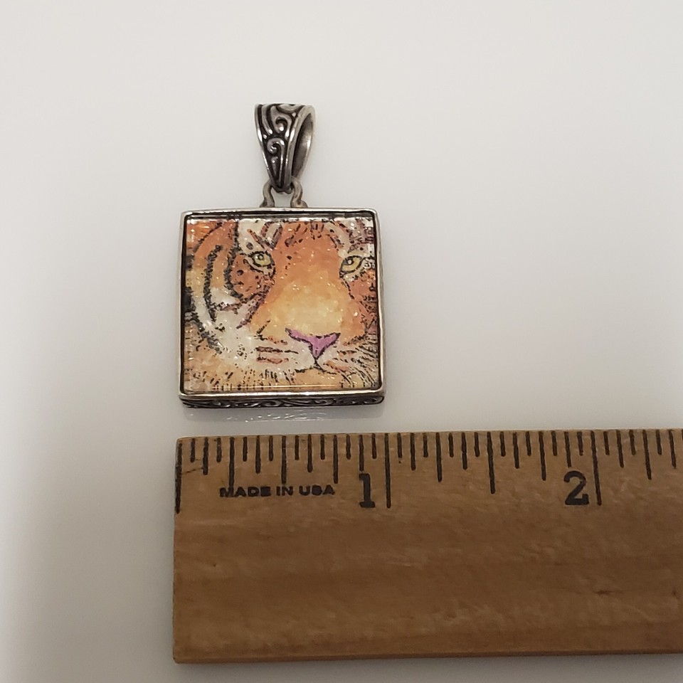 Samuel B. Benham Sterling Silver Micro Mosaic Crushed Gemstone Tiger ...