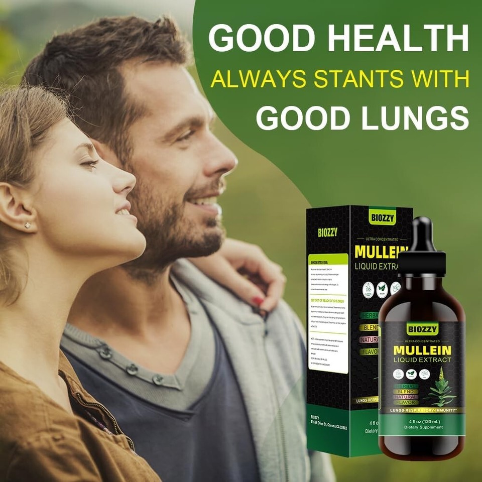 Mullein Leaf Extract Organic Lung Cleanse Drops for Lung Health Natural ...