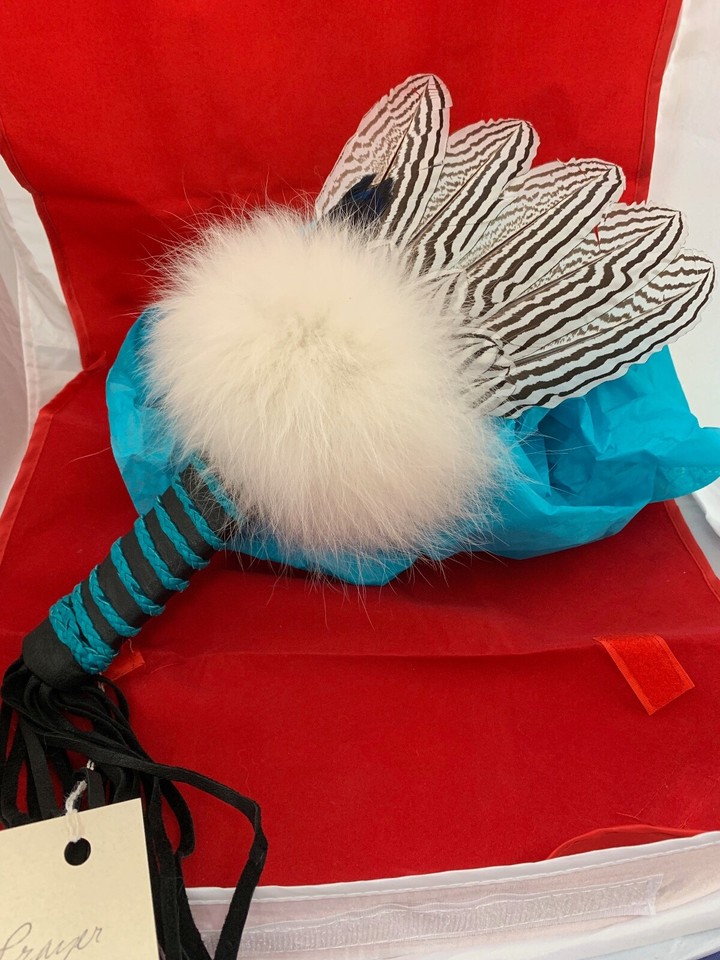 NATIVE AMERICAN INSPIRED PRAYER FAN FEATHER, FUR, LEATHER CEREMONIAL | eBay