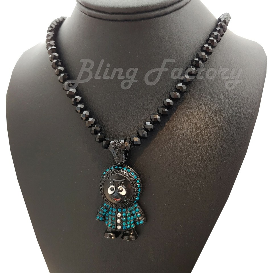 BRICK SQUAD Iced Eskimo Pendant & 8mm 24" Black Bead Chain Hip Hop ...