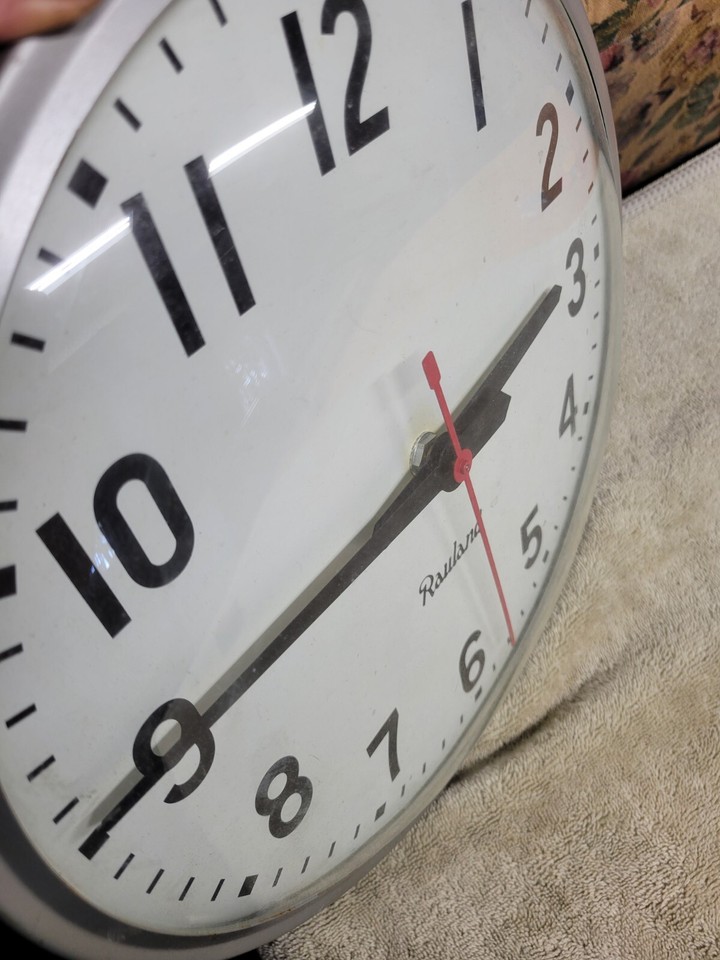 Vintage Rauland Wall School Shop Clock 13 Inches Glass | eBay
