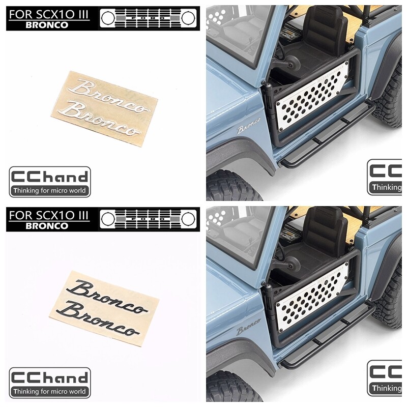 2 sets CChand Silver/Black Side Logo Sticker for Axial SCX10 III BRONCO ...