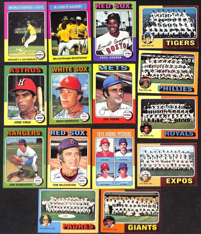 1975 Topps EXMT av nr complete baseball set 579/660 cards nice mid ...