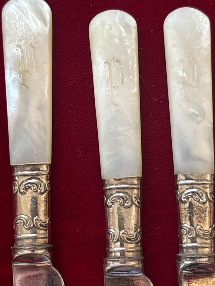 Landers Frary & clark “P" initialed circa 1900 5” plated blade sterling ...