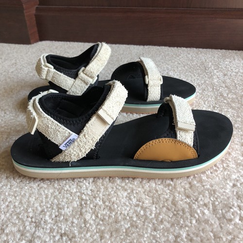 Vans Women's Sandals Black Cream Suede Size 9 Double Ankle Strap ...