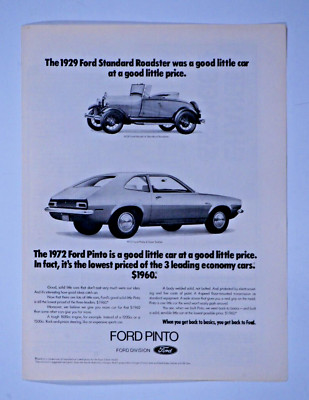 1972 Ford Pinto Runabout B&W Model A Vintage Original Print Ad-8.5 x 11 ...