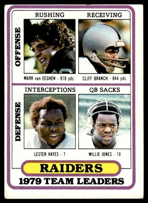 1980 Topps Mark Van Eeghen/Cliff Branch/Lester Hayes/Willie Jones ...