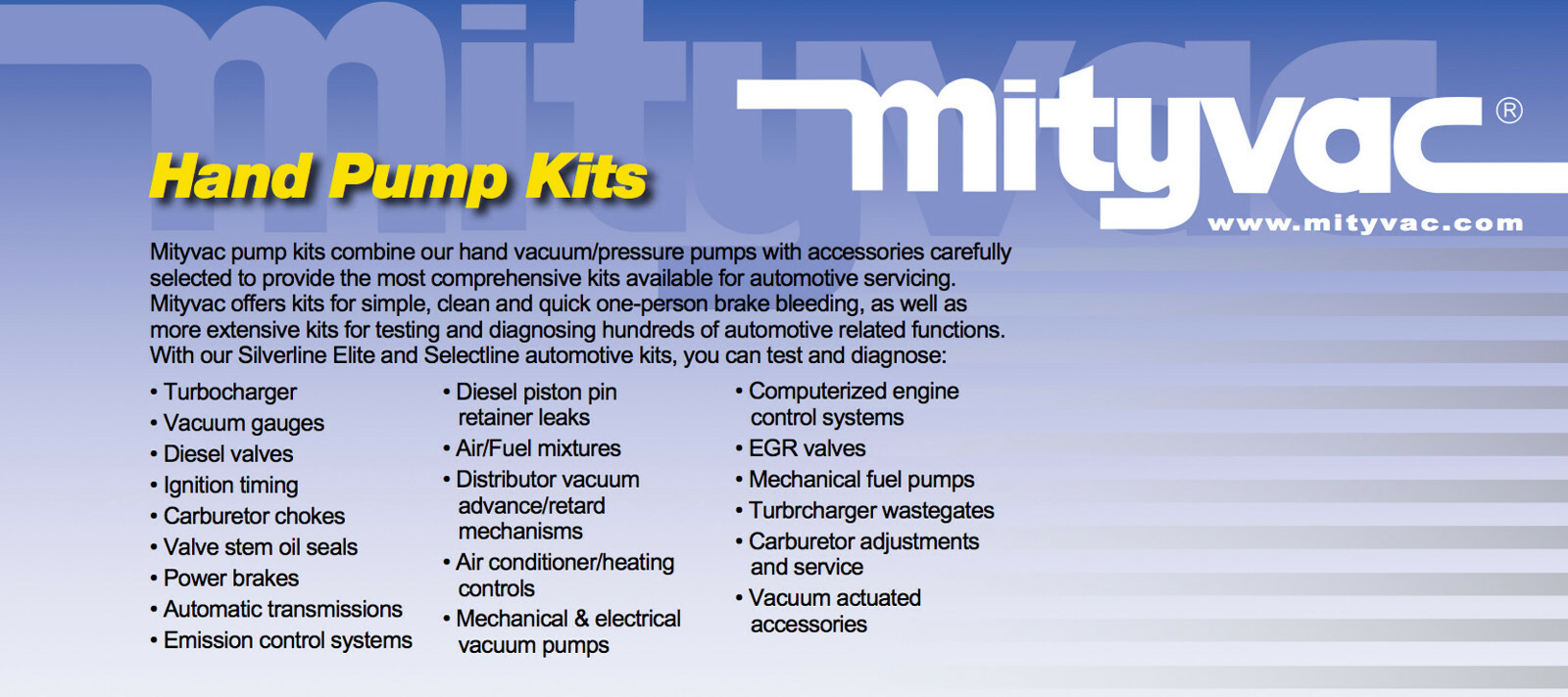 AUTOMOTIVE VACUUM & PRESSURE TESTER TOOL – Mityvac diagnostic tools | eBay