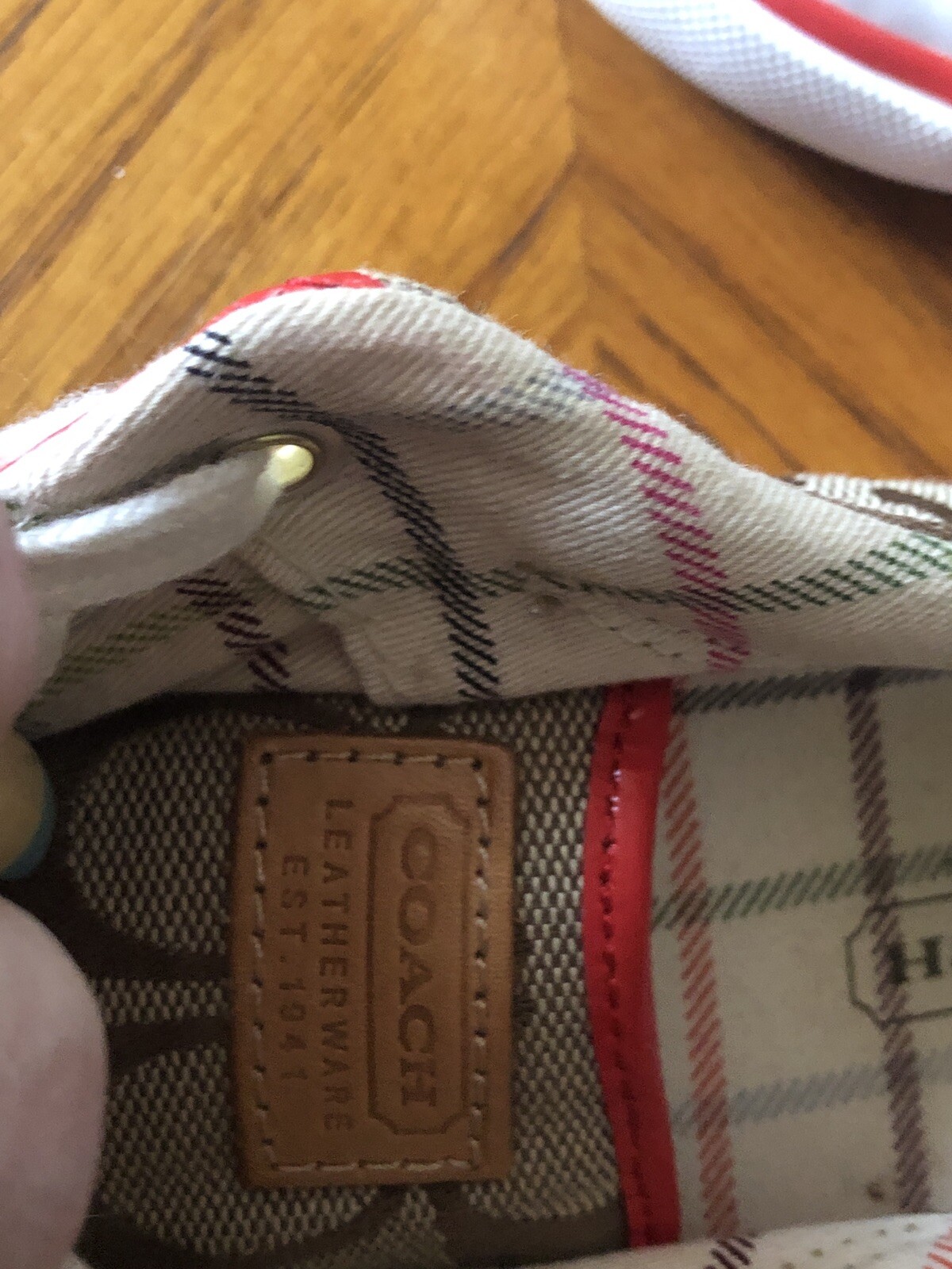 COACH BARRETT Signature Red Trim Sneakers Brown Logo … - Gem