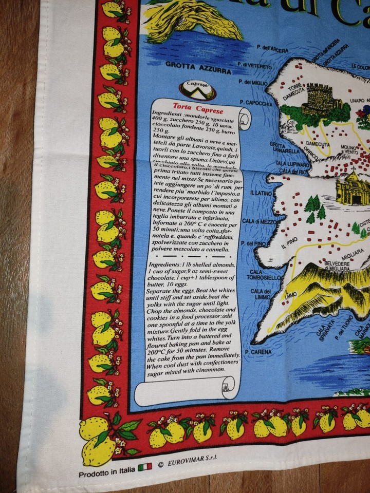 BRAND NEW ITALY Isola di Capri Map Cotton Souvenir Tea Towel | eBay UK