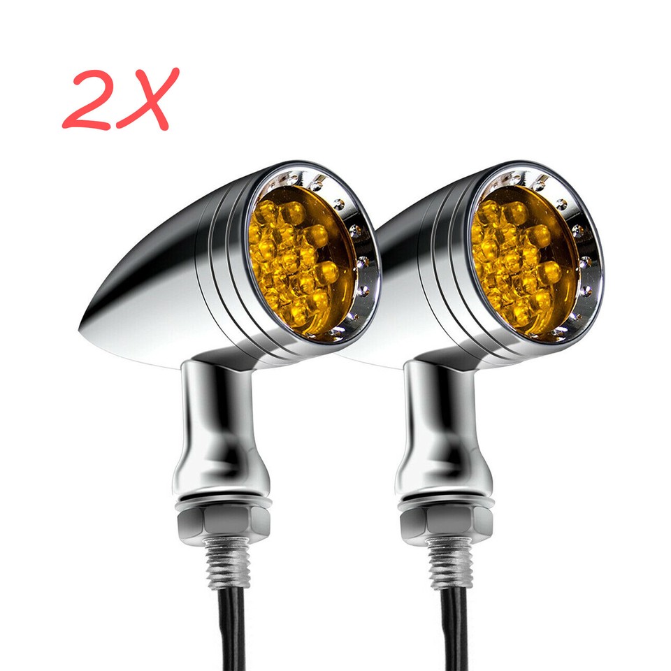 2x For Harley Davidson Softail FXSTC Chrome Amber LED Turn Signal ...
