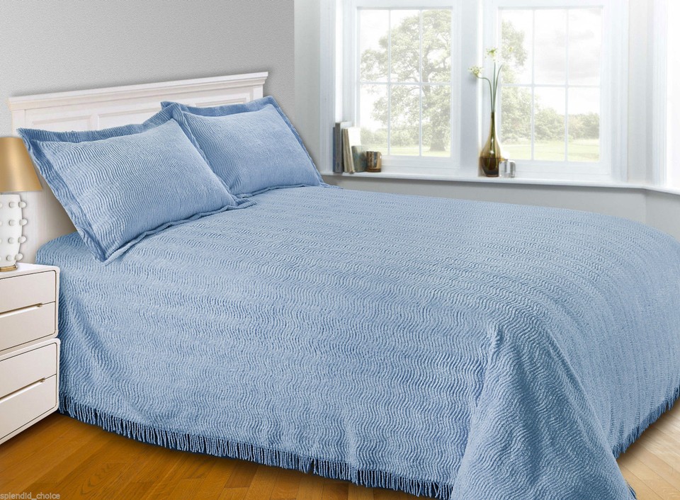 Luxury Candlewick Bedspread Traditional Bed Throw Size Single Double ...