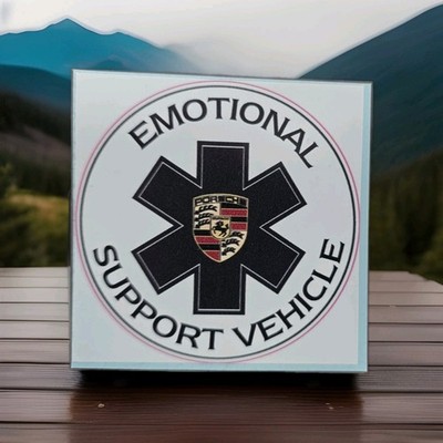 Porsche Emotional Support Vehicle - WHITE Car Sticker For Window ...
