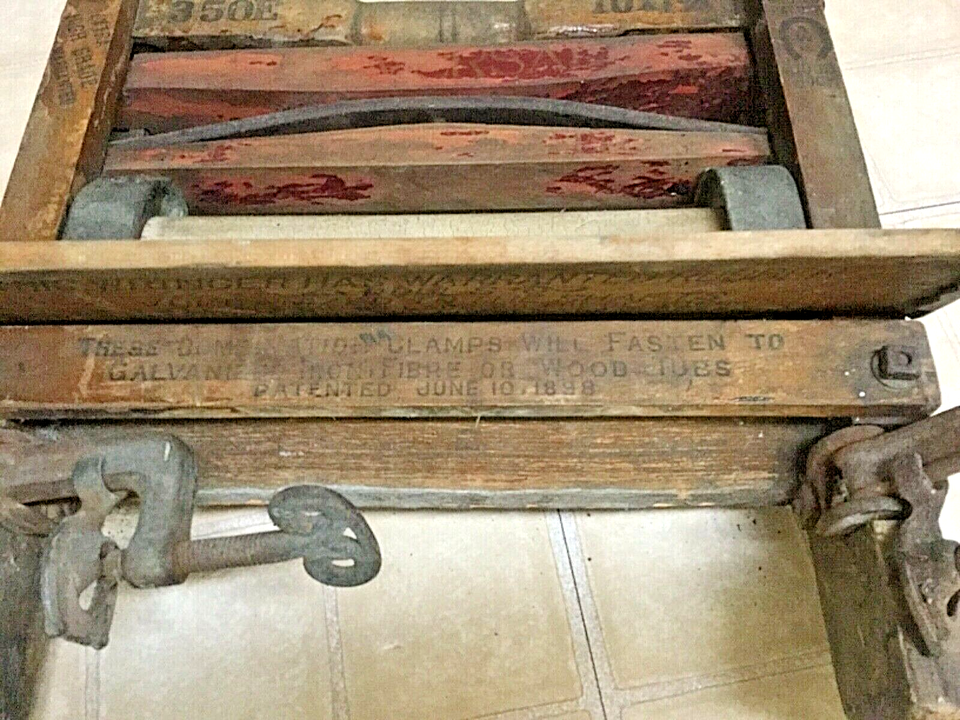 ANTIQUE WOODEN CLOTHES WRINGER EMPIRE AMERICAN WRINGER CO HORSESHOE ...