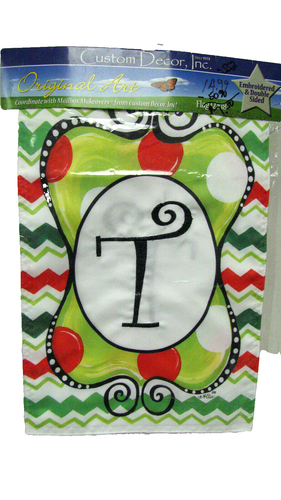 NWT Custom Decor monogrammed “T” embroidered double-sided garden flag ...