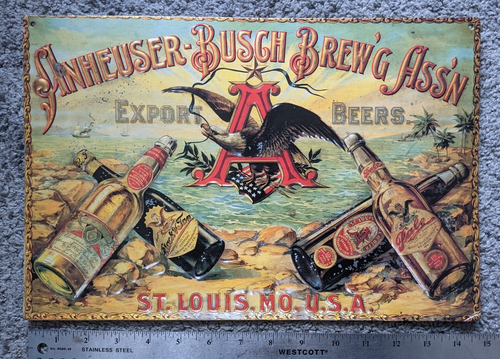 VTG ANHEUSER BUSCH BREW'G ST LOUIS USA THICK CARDBOARD ADVERTISEMENT ...