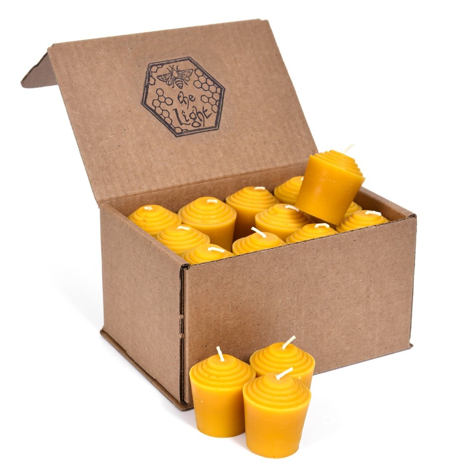 100% Pure Beeswax Votive Candles, Unscented, 15 Hours Each, Packs of 12 ...