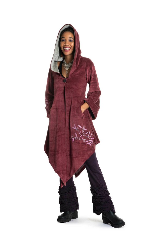 Velvet Faery Goddess Jacket, Boho Goa Psy Trance Coat Plus Size Pagan ...
