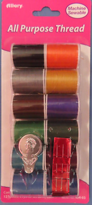 Allary All Purpose Thread Machine Sewable 12 spools assorted colors ...