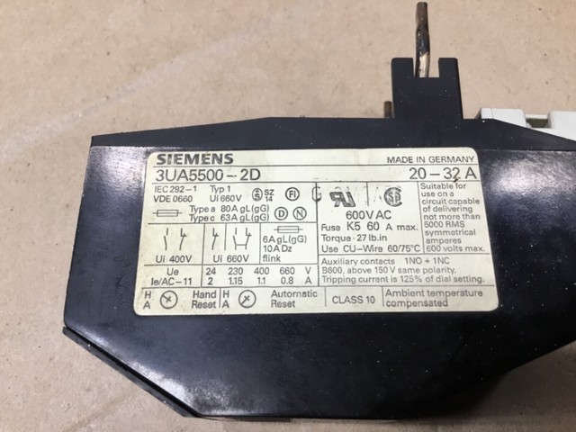 Siemens 3ua55 00-2d Overload Relay 20-32a Amp for sale online | eBay