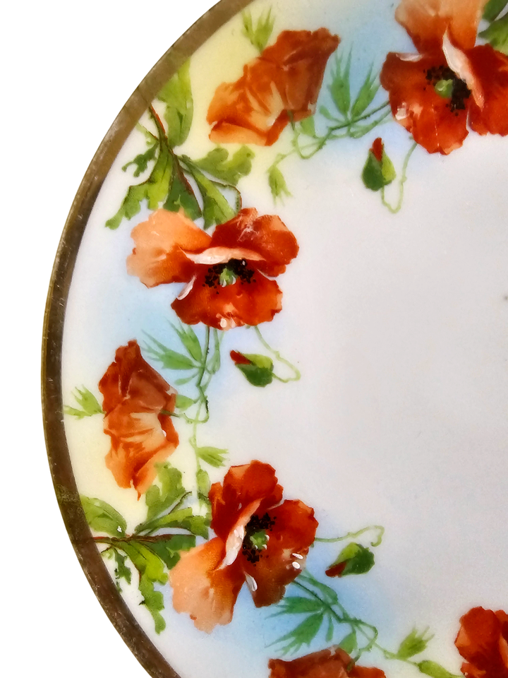 Royal Rudolstadt Prussia Hand-painted Poppy Flowers Plate Platter 8.5 ...