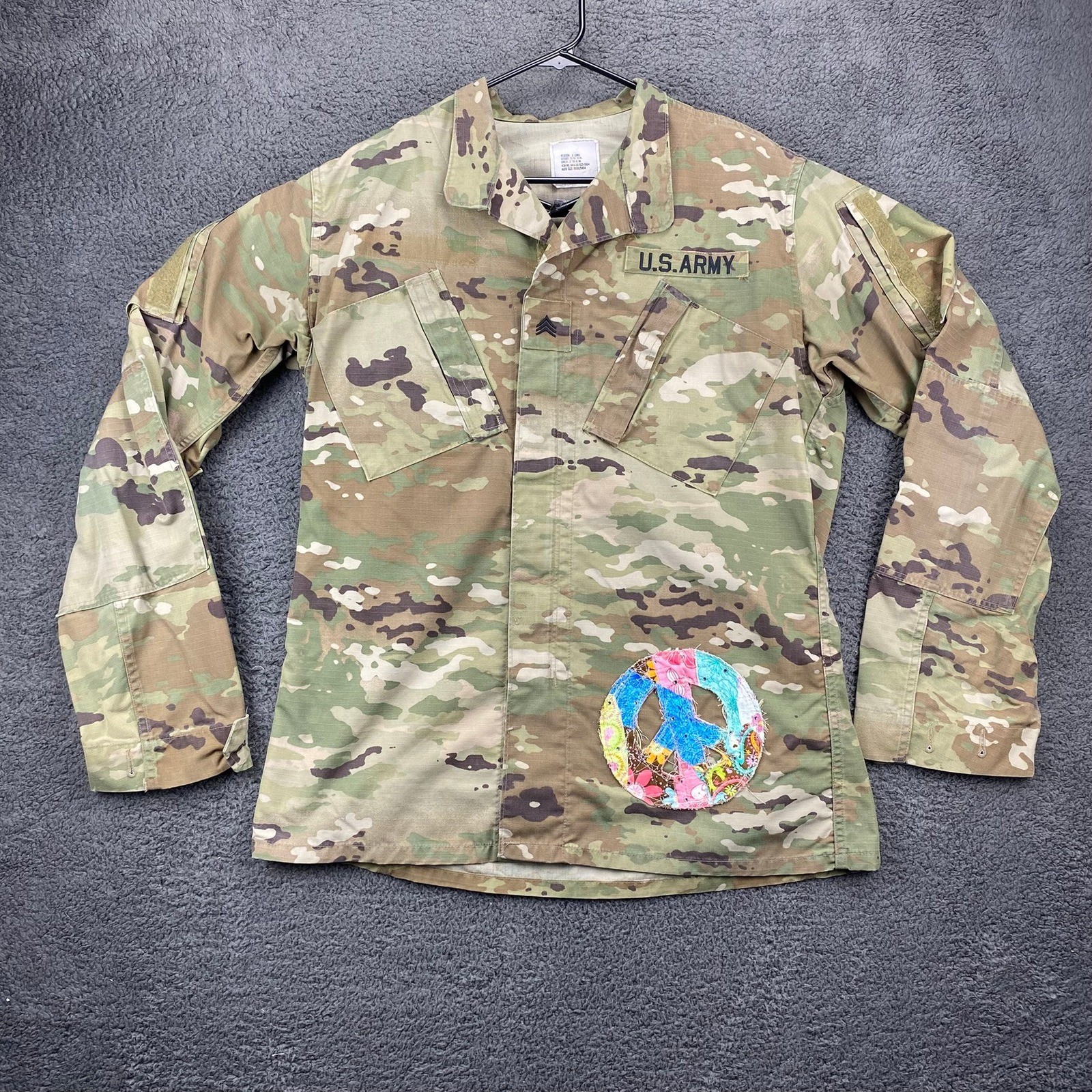 US Army Camo Military Field Jacket Peace Patch Utilit… - Gem