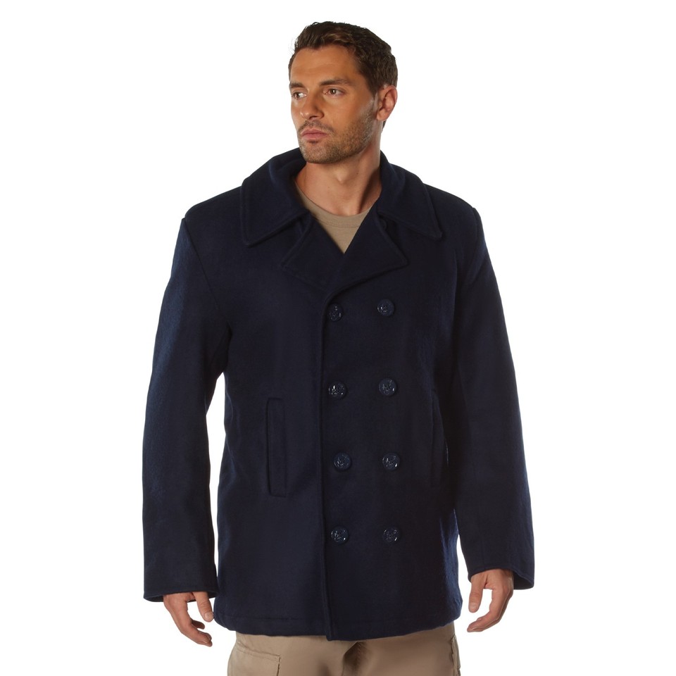 US Navy Type Black Or Navy Blue Wool Blend Peacoat - Great Military ...
