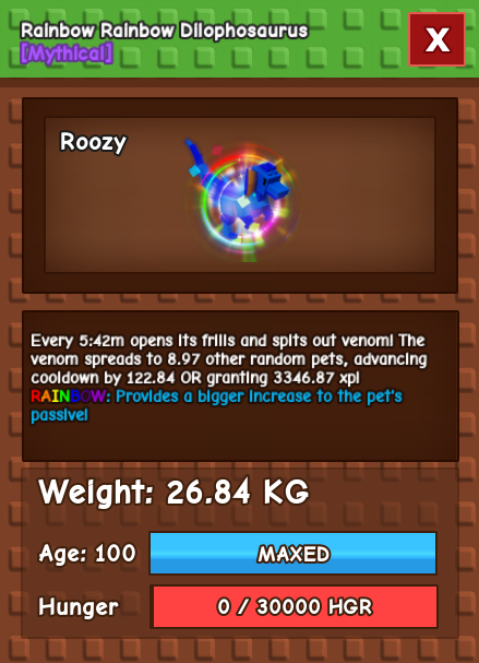 GROW A GARDEN RB/RAINBOW RAINBOW HATCHED/RBH DILO 26.84KG | eBay