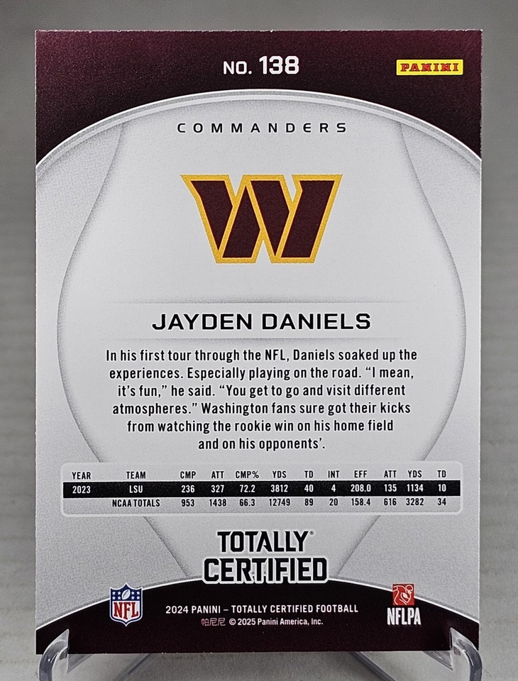 2024 Totally Certified Jayden Daniels Platinum Mirror RC #138 Commies ...