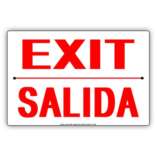 Exit Salida Spanish Aluminum Sign For Street, Malls Decor Bilingual ...