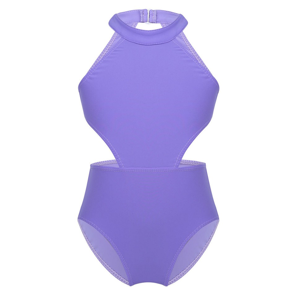 Girls Ballet Dance Leotards Gymnastic Unitards Halter Cutout Back ...