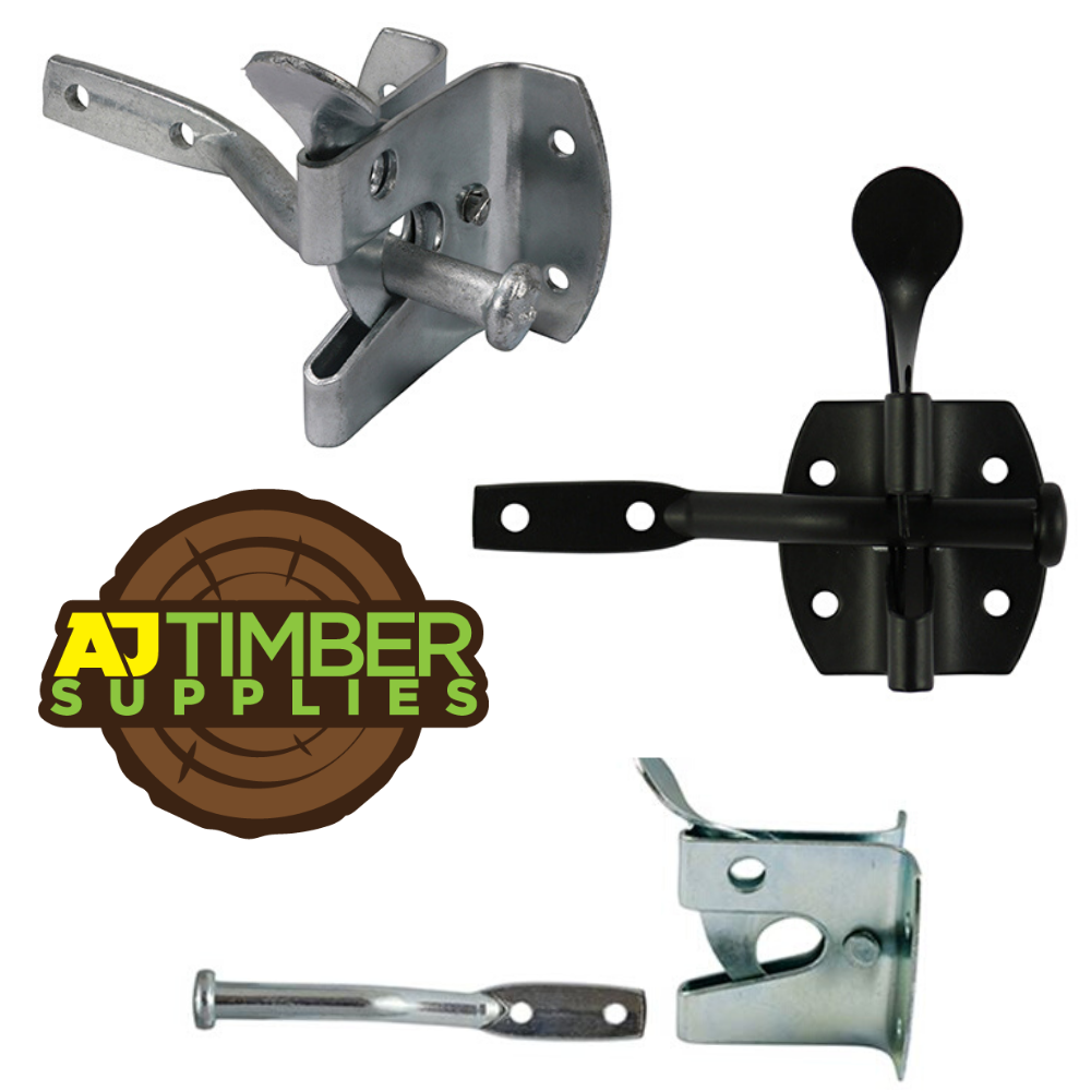 HEAVY DUTY Automatic Gate Latch Lockable Gate Auto Pad Lock Black/Zinc ...