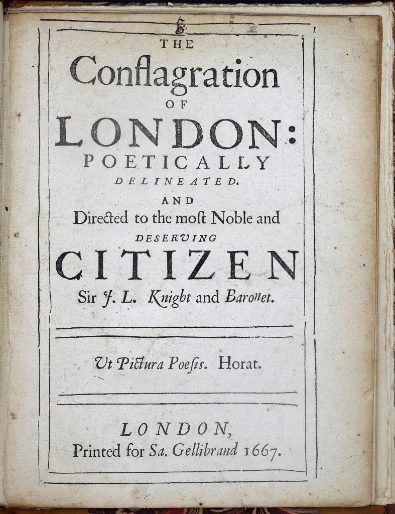 1667 A Poetic Reflection on the Great Fire of London ENGLAND UK Poetry ...