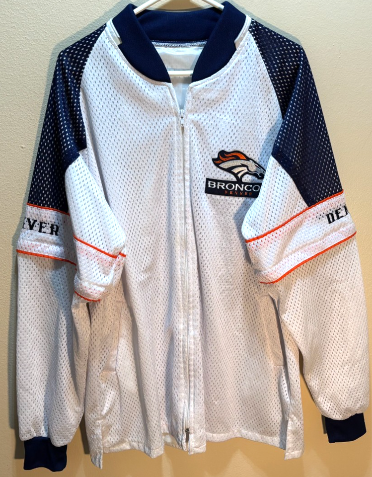 Denver Broncos NFL Mesh Removable Sleeves Zip Team Vintage Logo Sewn ...