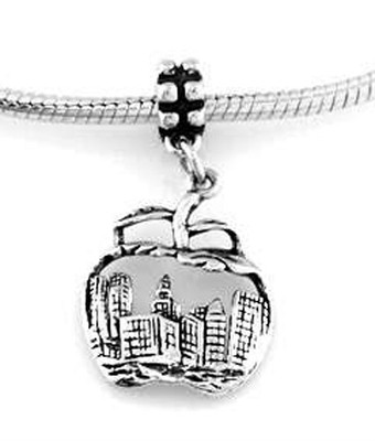 925 SILVER DANGLE NY'S BIG APPLE SKYLINE EUROPEAN BEAD | eBay