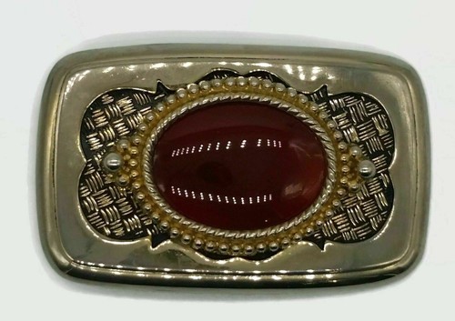 Vintage Rectangle Gold Tone Western Style Belt Buckle with Brown Color ...