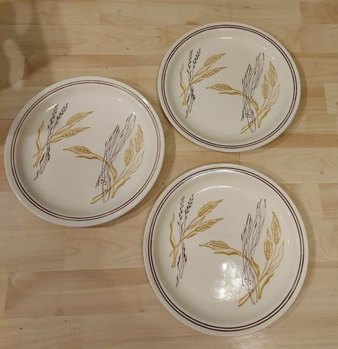 Vintage wheat pattern stoneware dinner plates set of 3 10.5" | eBay